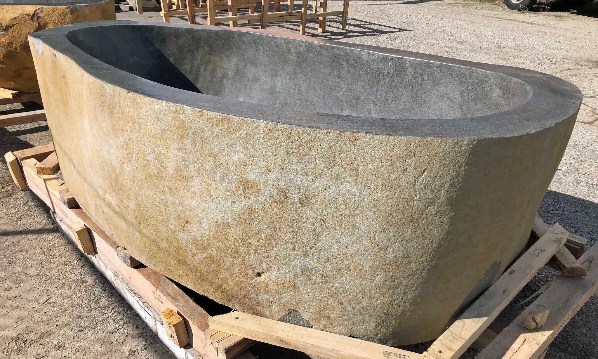 River Boulder Natural Stone Bathtub, Real Rock, from Impact Imports