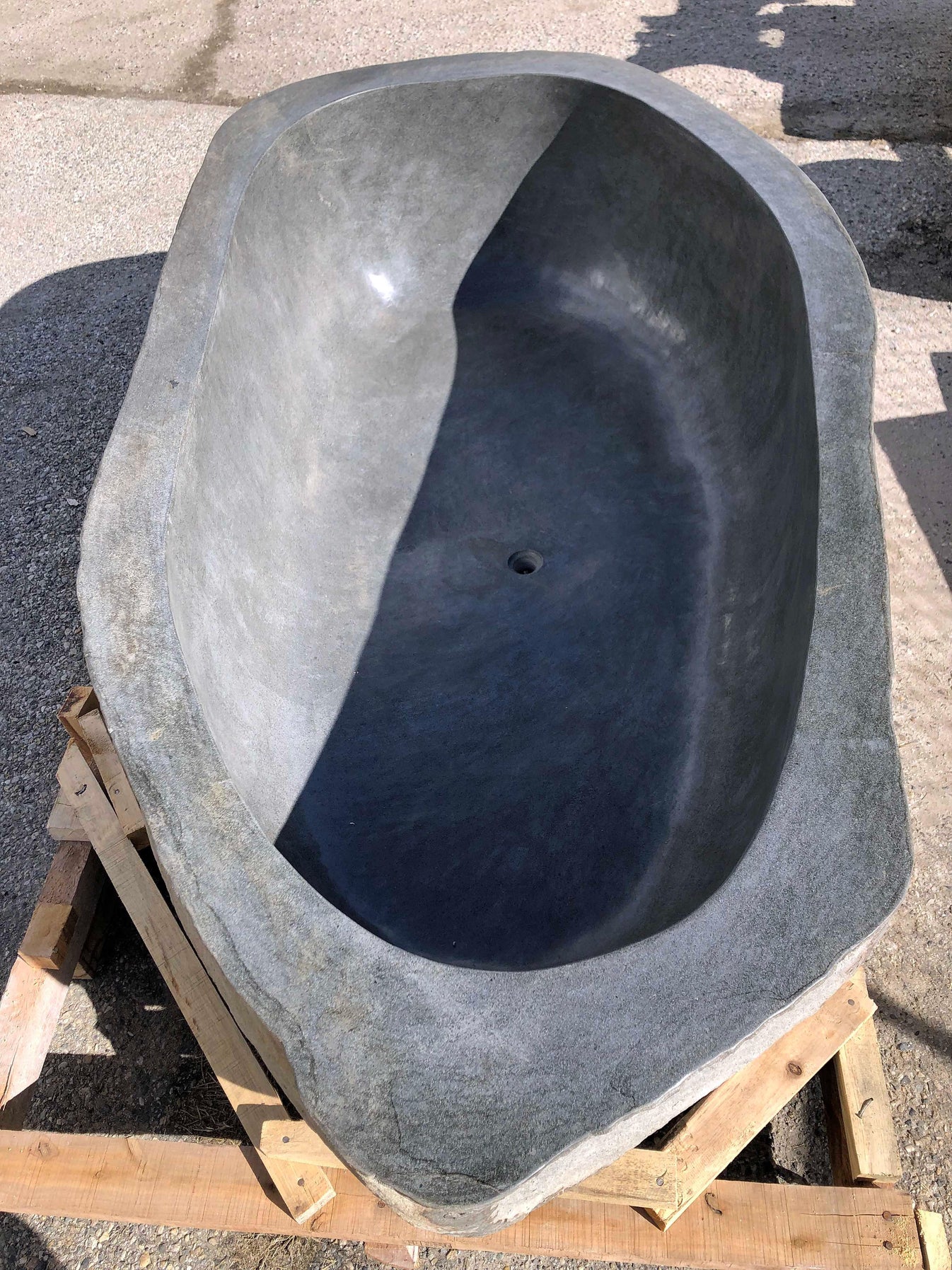 River Boulder Natural Stone Bathtub, Real Rock, from Impact Imports