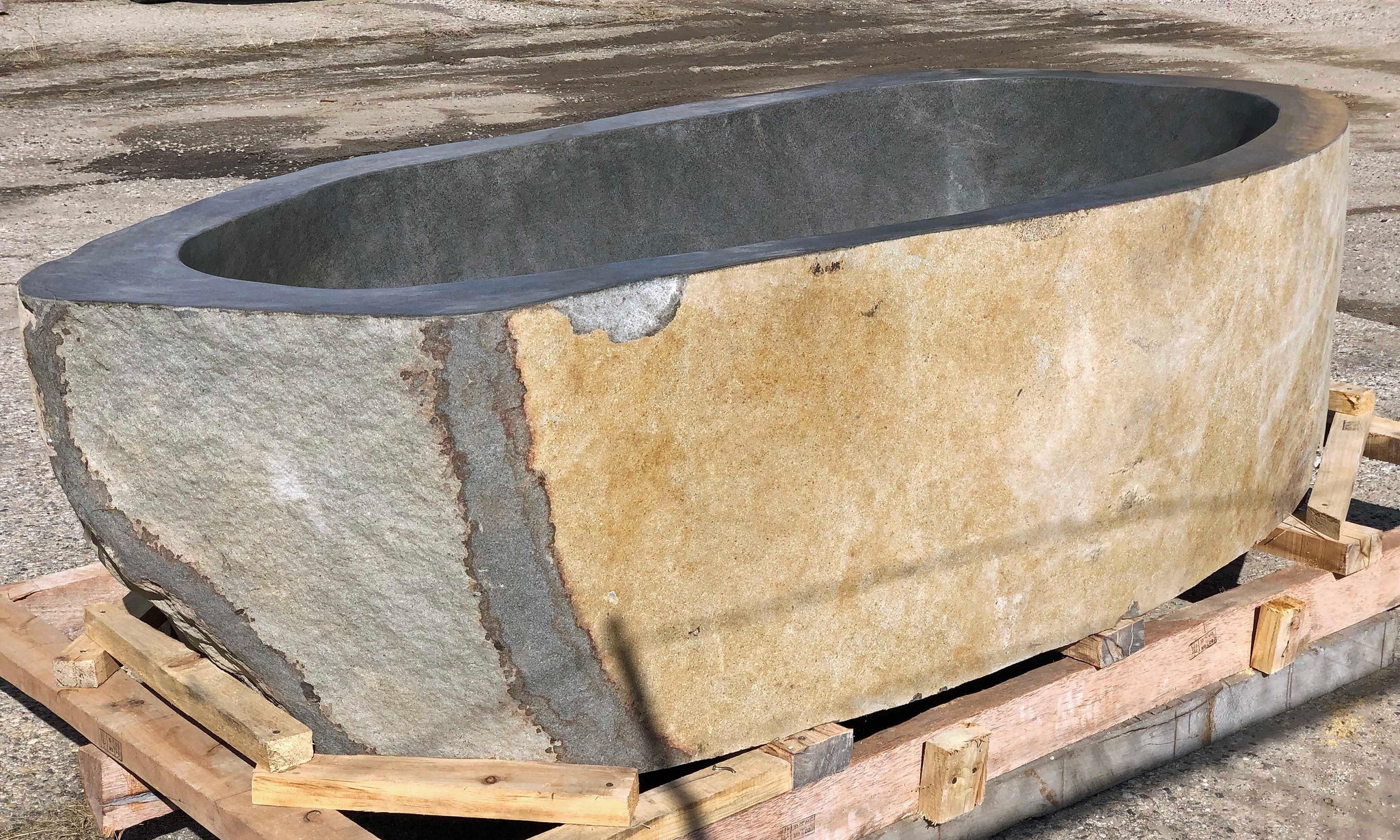 River Boulder Natural Stone Bathtub, Real Rock, from Impact Imports