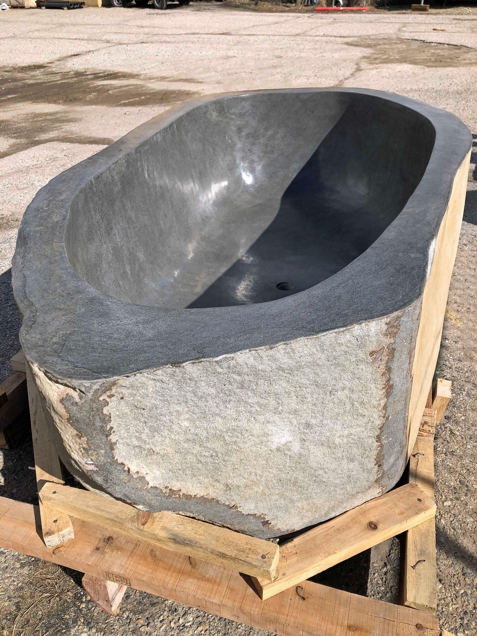 River Boulder Natural Stone Bathtub, Real Rock, from Impact Imports